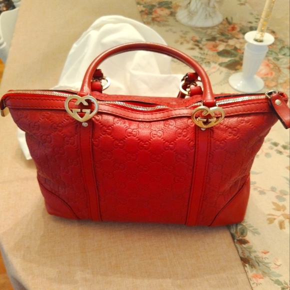 Gucci | Bags | Gucci Guccissima Red Leather Bag | Poshmark